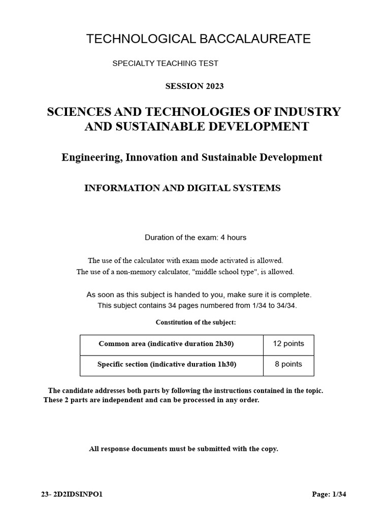 2023 Technological Baccalaureate Exam Guide | PDF | Building Insulation ...