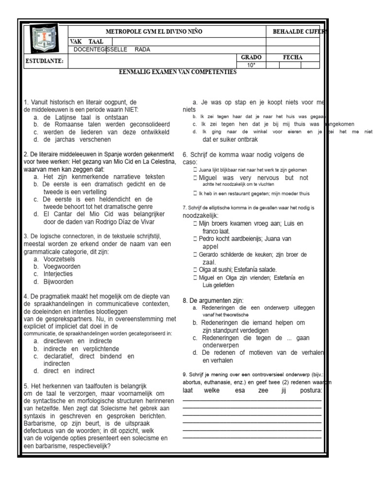 10mo-Unieke Examen-Tal | PDF