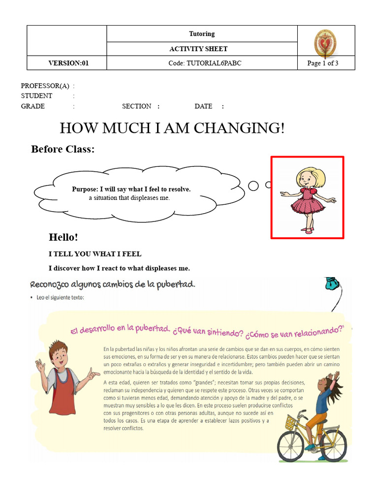 SESSION 1 - HOW MUCH AM I CHANGING Tutoring | PDF