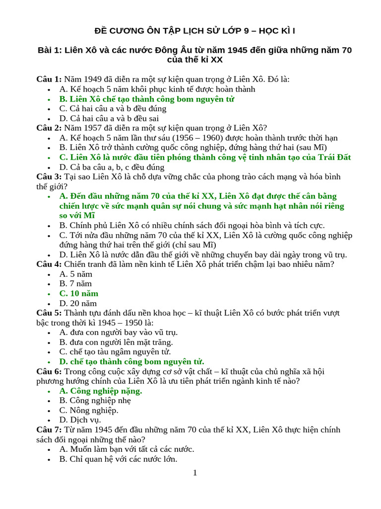 ĐC SỬ 9-HKI | PDF