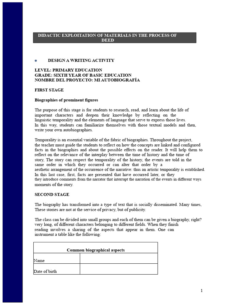 Project Stages Autobiography | PDF | Biography | Narrative