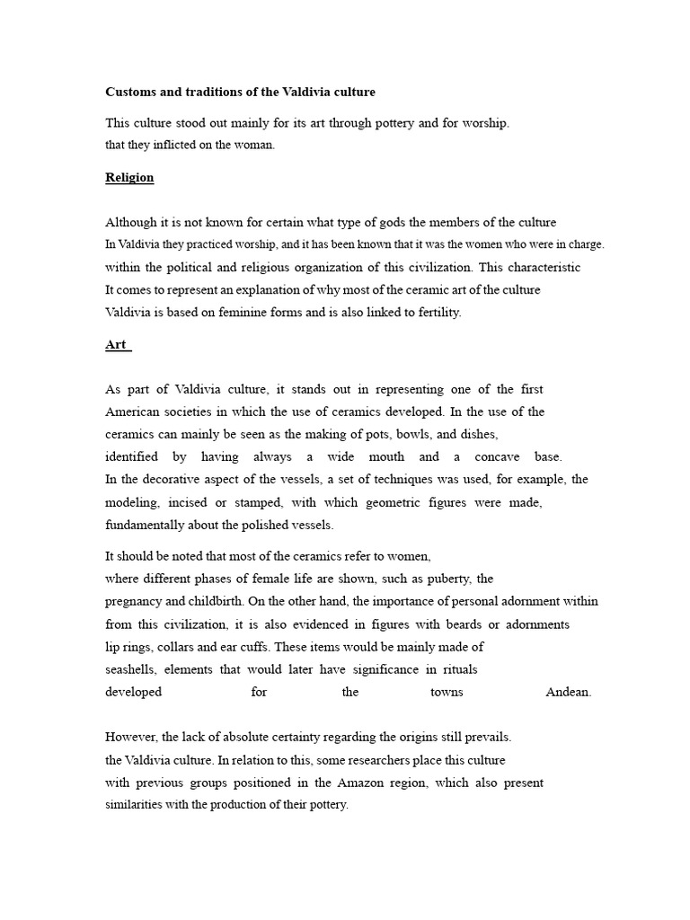 Customs and Traditions Valdivia | PDF | Pottery | Funeral