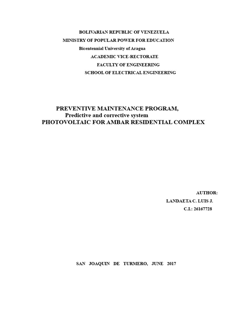Photovoltaic System Maintenance Plan - Ambar Self-Sustaining ...