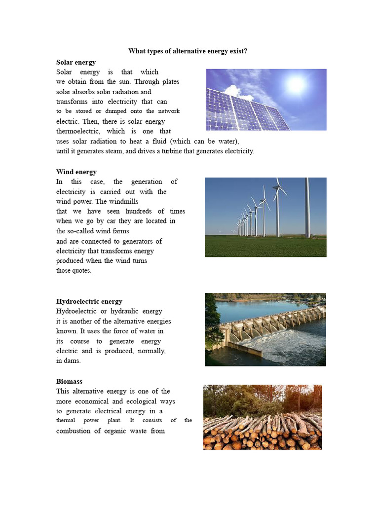 Types of Alternative Energy Sources | PDF | Renewable Energy | Wind Power