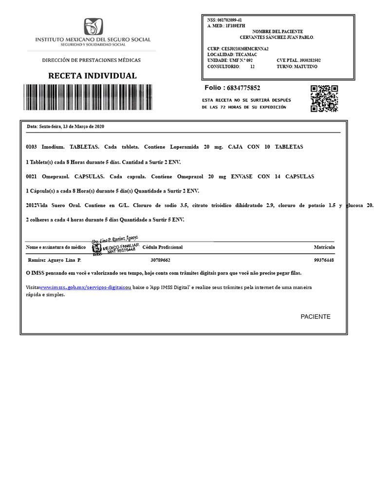 RECETA IMSS | PDF