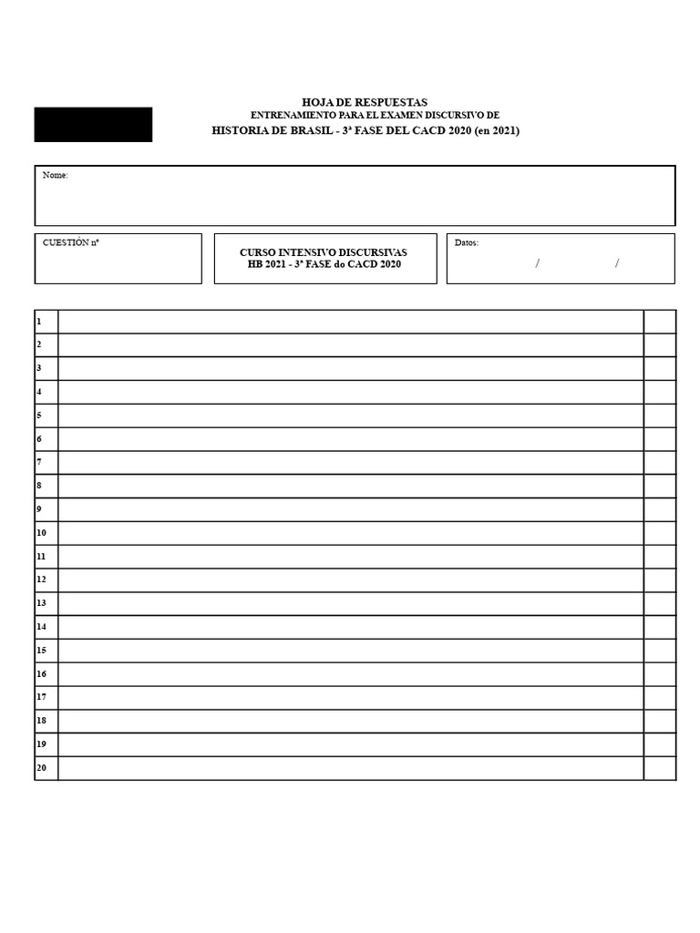 CACD Modelo de Hoja de Respuesta - 60 Líneas | PDF