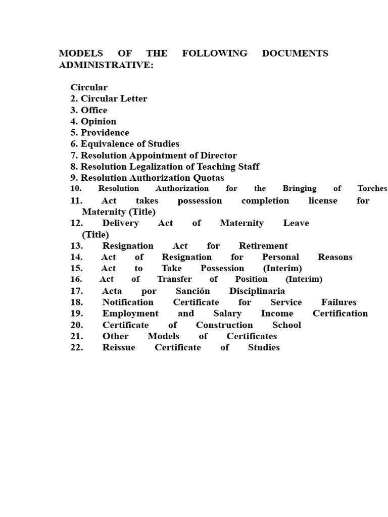 Administrative Document Models Guide | PDF