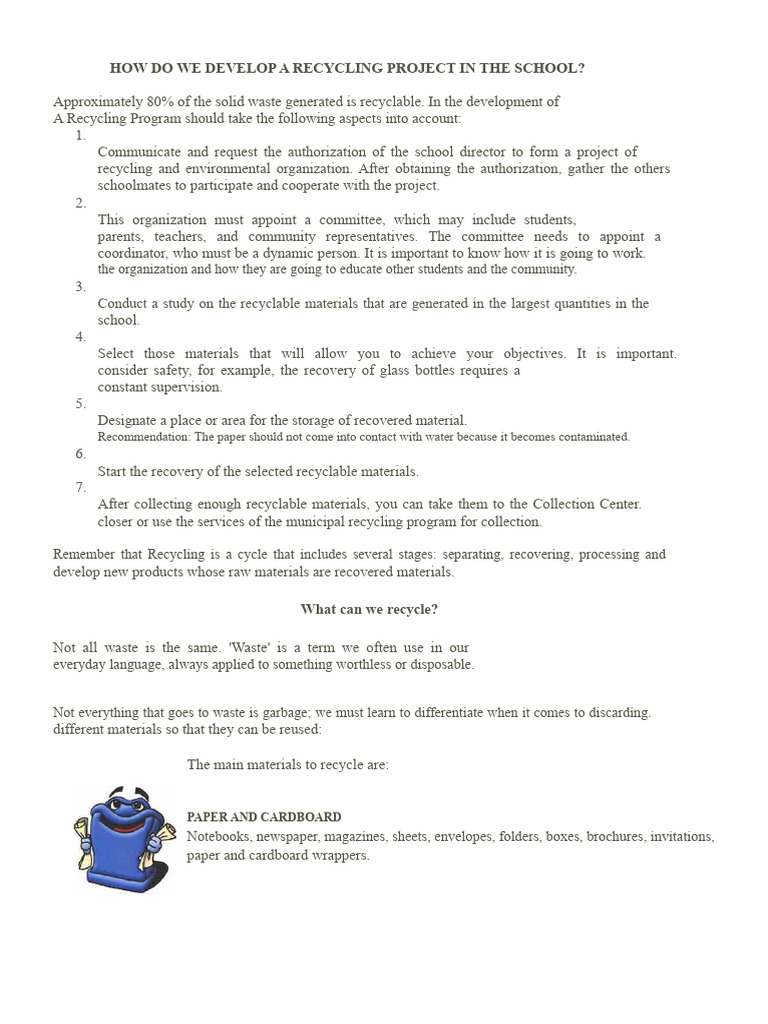 How We Develop A Recycling Project in The School | PDF | Recycling | Waste