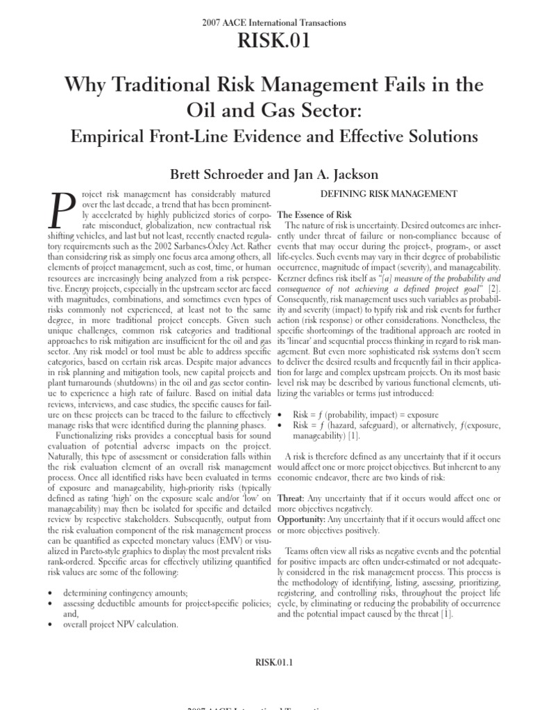 Risk01-Oil and Gas Projects | Risk Management | Risk