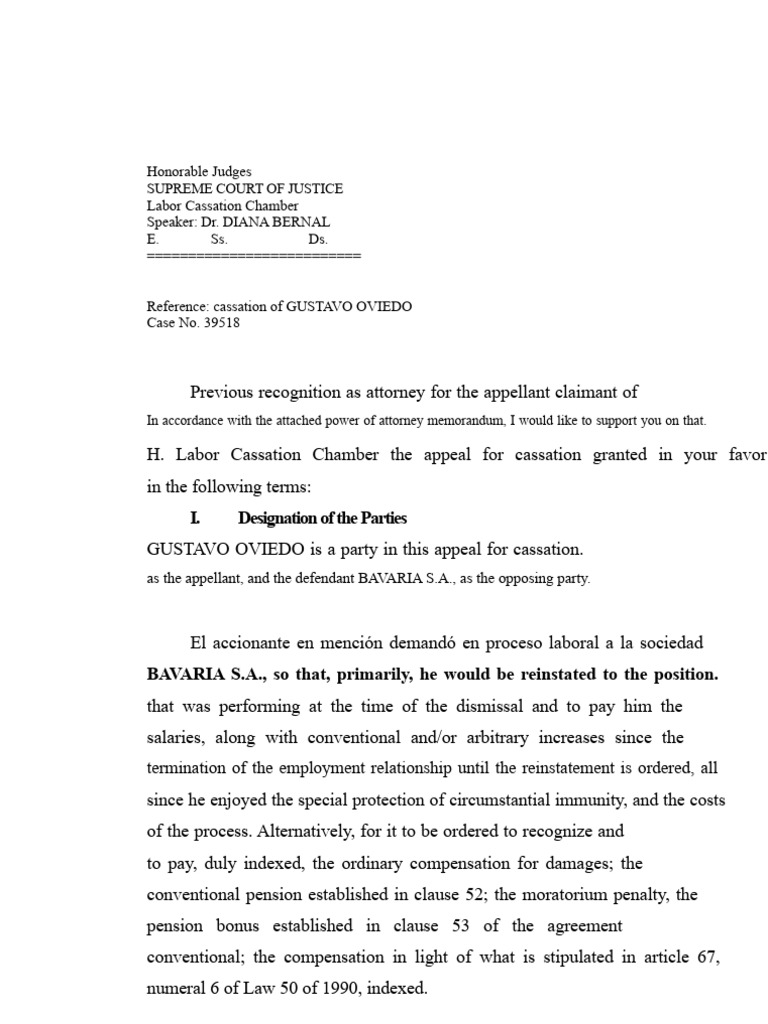 Labor Appeal Lawsuit Model | PDF | Lawsuit | Employment