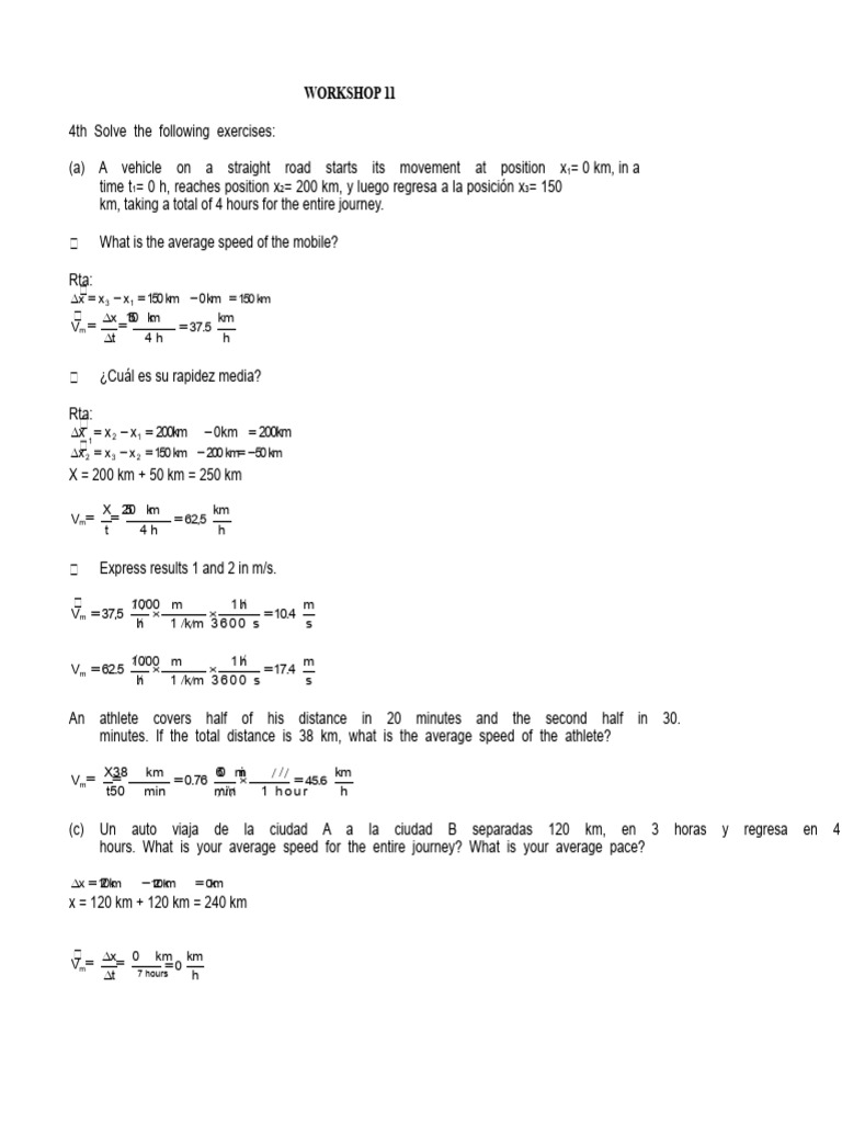 Average Speed and Motion Calculations | PDF | Speed | Physics