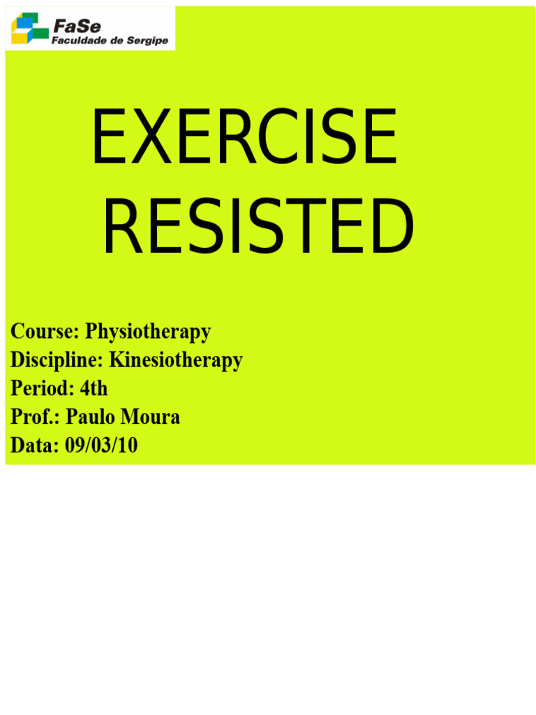 Resisted Exercise 1 | PDF | Strength Training | Skeletal Muscle