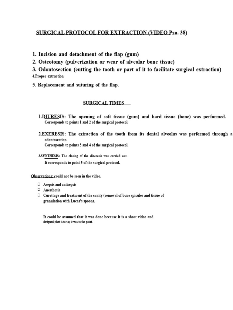 Surgical Protocol for Tooth Extraction | PDF