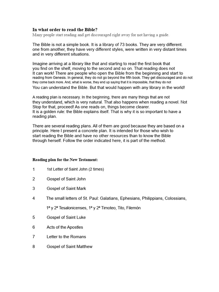 In What Order To Read The Bible | PDF | Christian Texts | Christian Bible