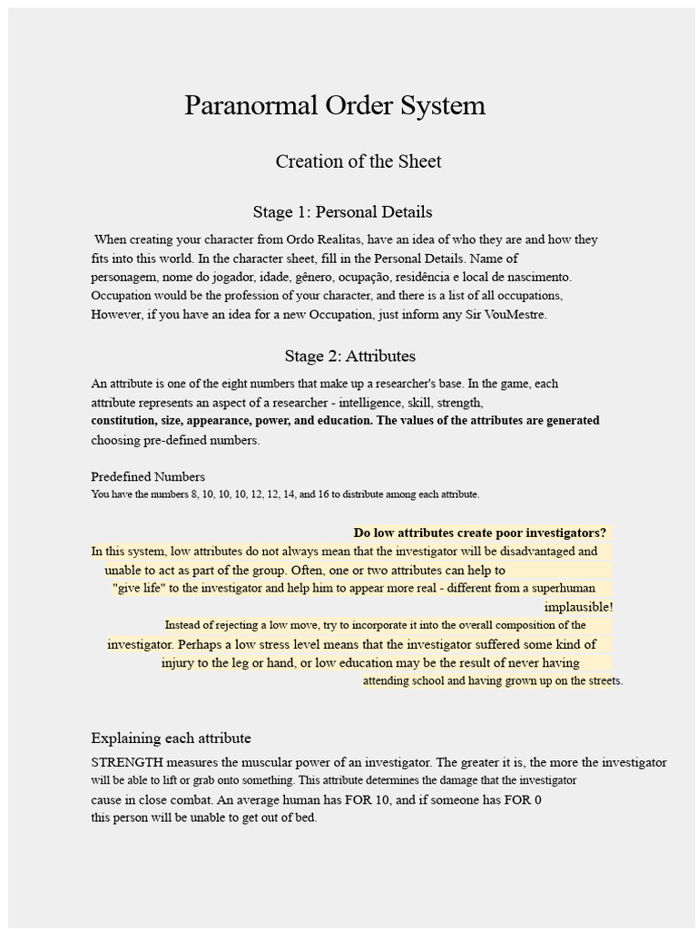 Paranormal Character Creation Guide | PDF | Knowledge | Mind