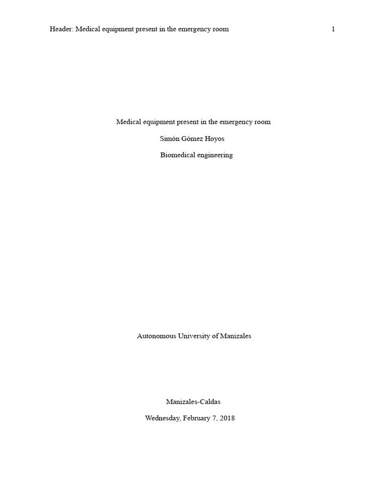 Medical Equipment Present in The Emergency Room | PDF ...