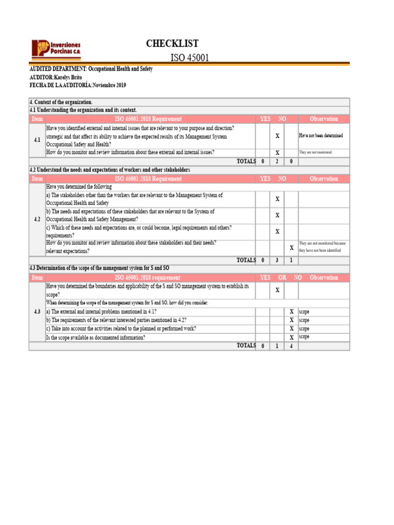 Check List ISO 45001 PDF | PDF | Risk | Occupational Safety And Health