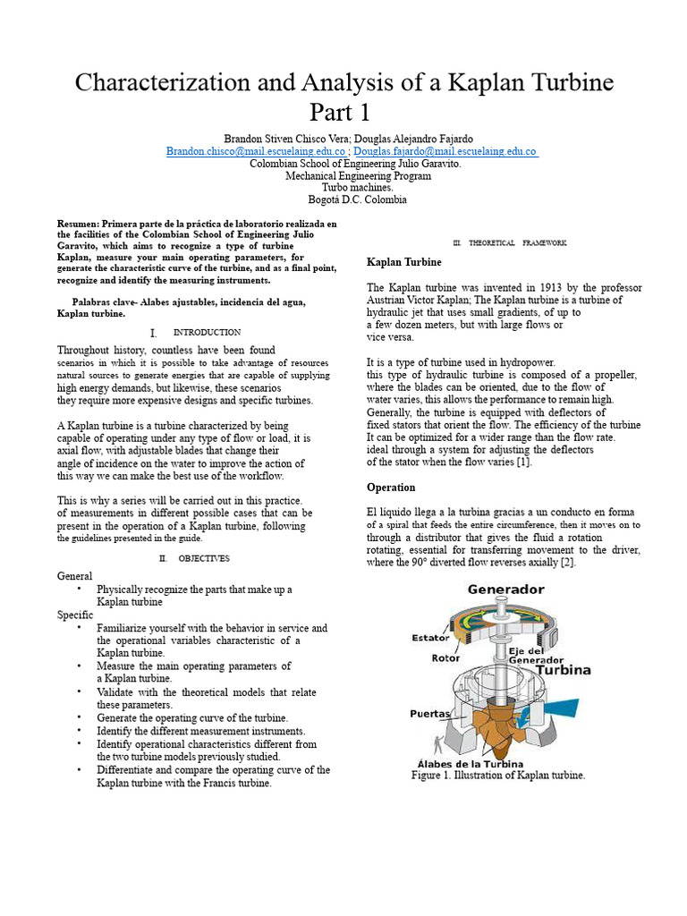 Kaplan Report 1 Bc-Af | PDF | Flow Measurement | Turbine