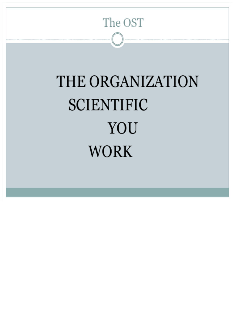 Scientific Organization of Work Explained | PDF | Business Economics ...