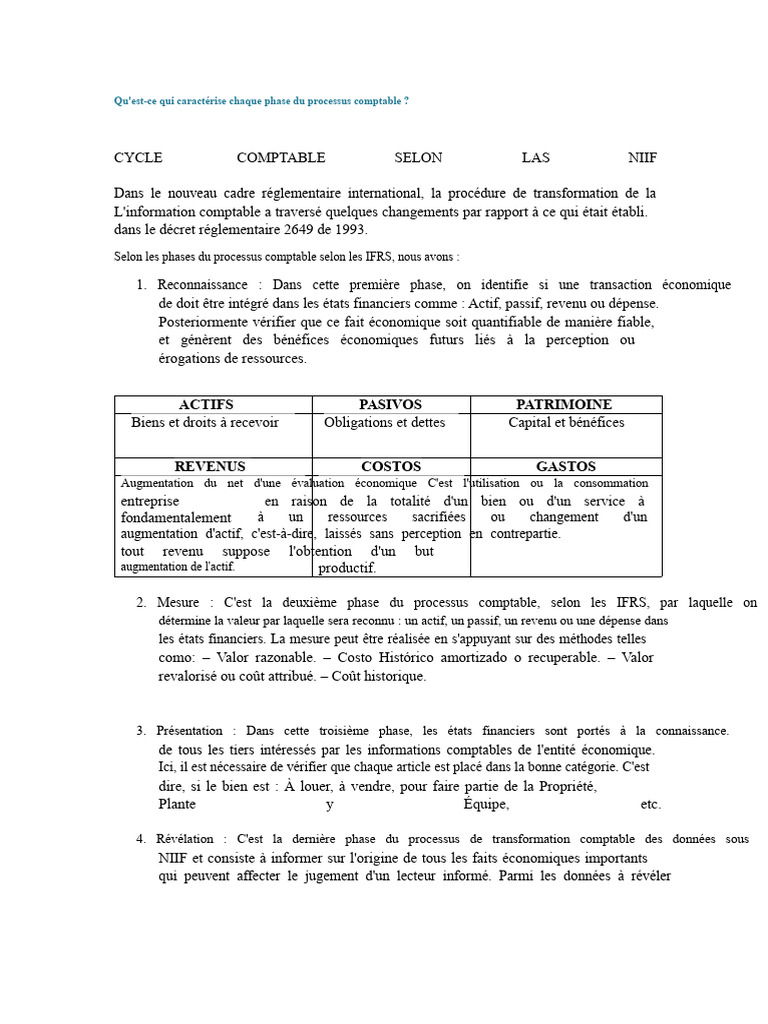 Qu'est-Ce Qui Caractérise Chaque Phase Du Processus Comptable | PDF ...