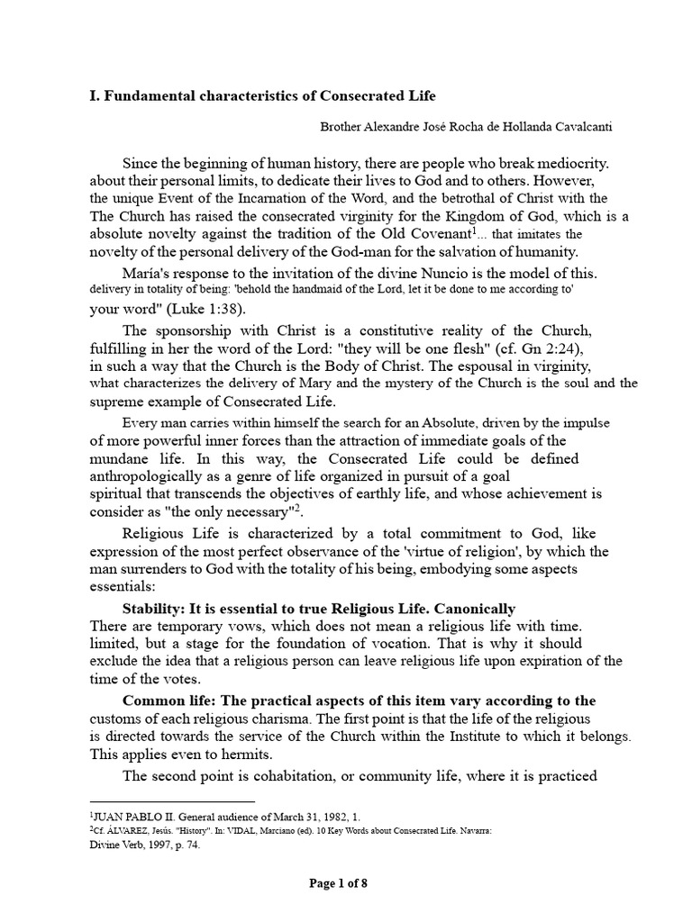 Characteristics of Consecrated Life | PDF | Jesus | Sacrifice