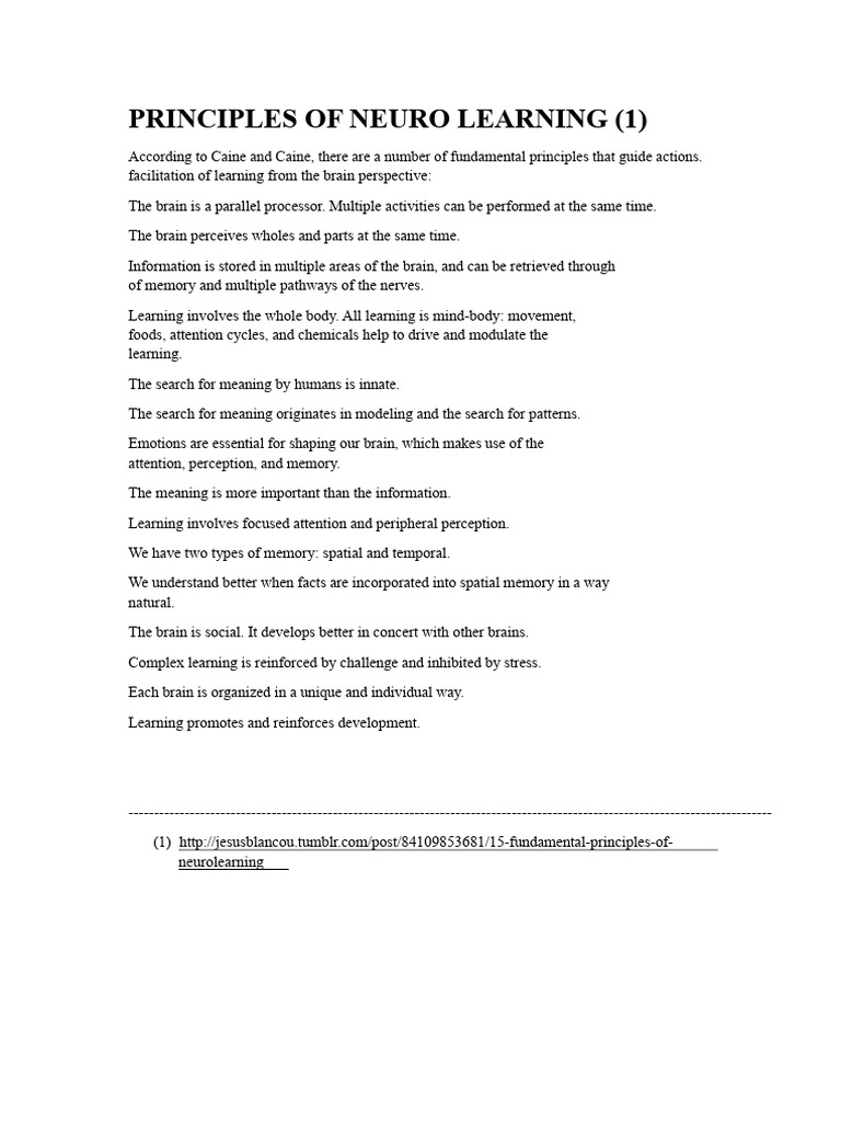 Key Principles of Neuro Learning | PDF
