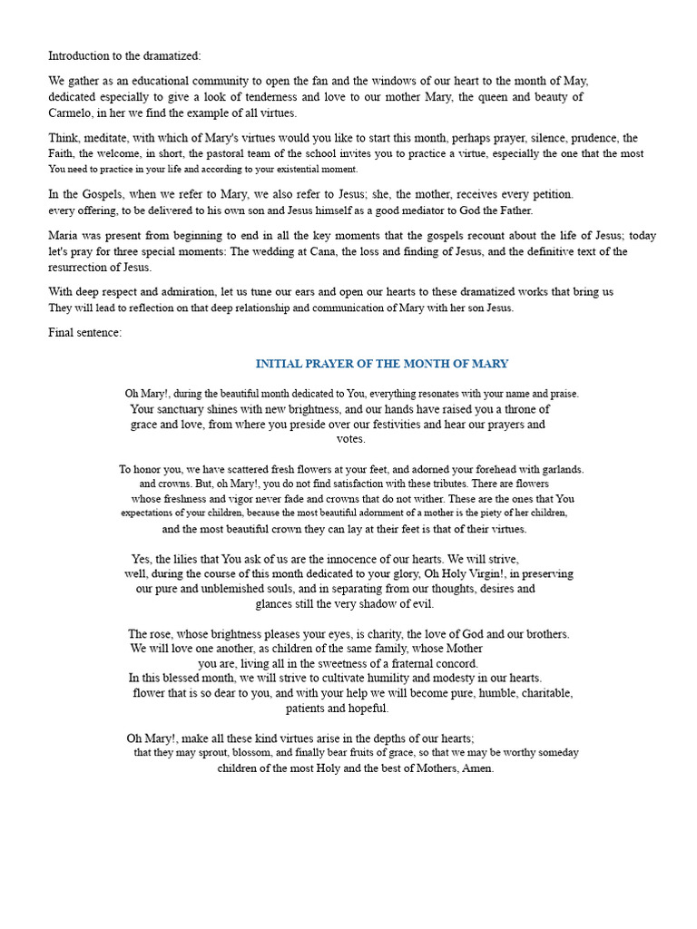 May Devotion to Mary: Cultivating Virtues | PDF | Mary, Mother Of Jesus ...