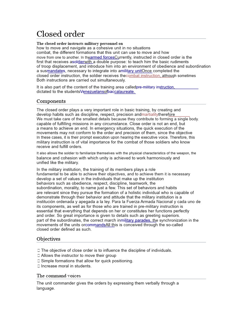 Military Closed Order Training Guide | PDF