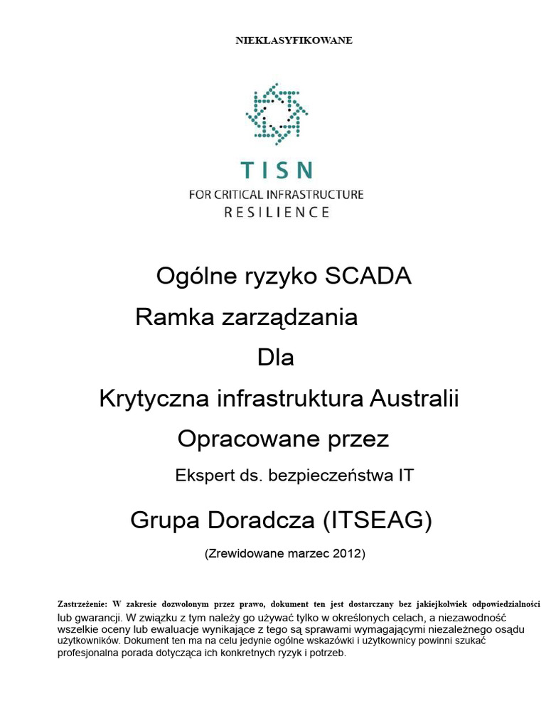 SCADA Generic Risk Management Framework | PDF