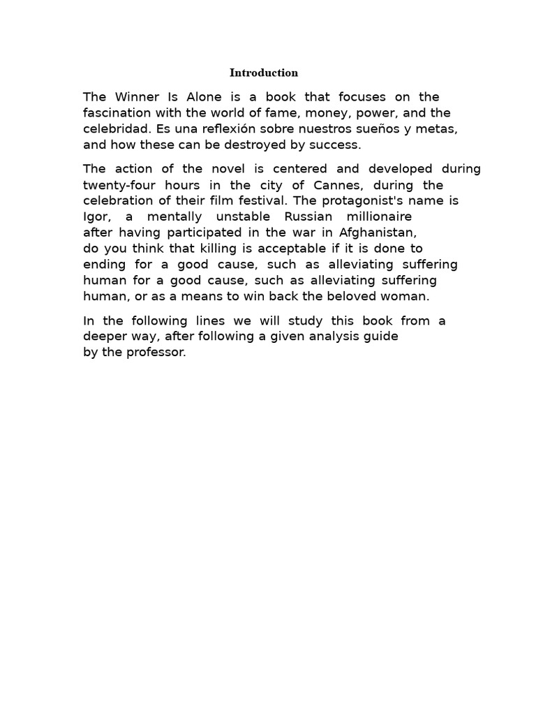 Analysis of "The Winner Is Alone." | PDF | Narration