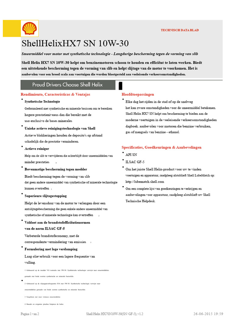 Shell Helix HX7 SN 10W-30 | PDF