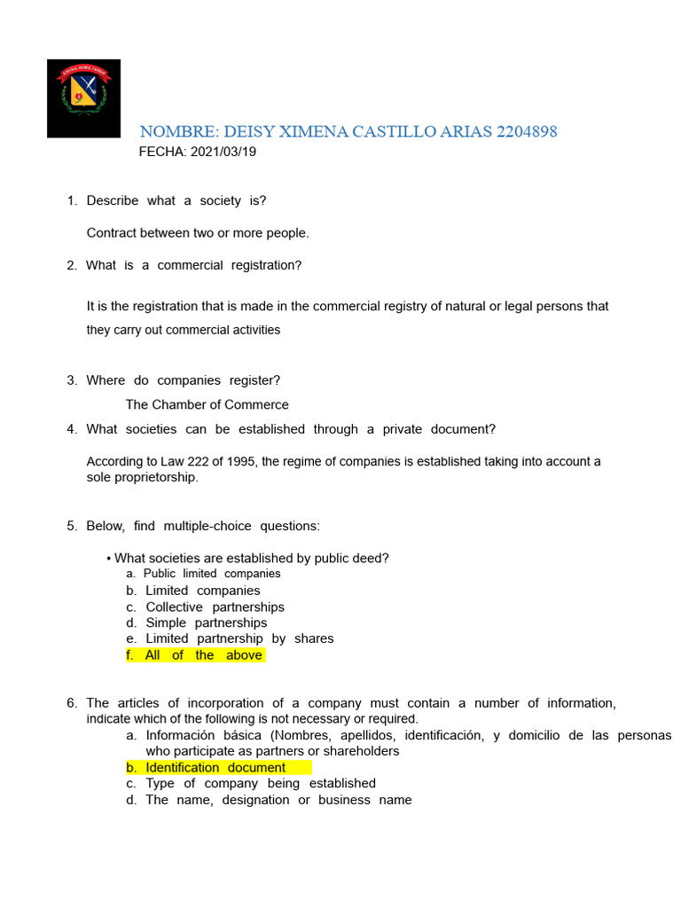 Commercial Test 1 Commercial Companies | PDF | Business
