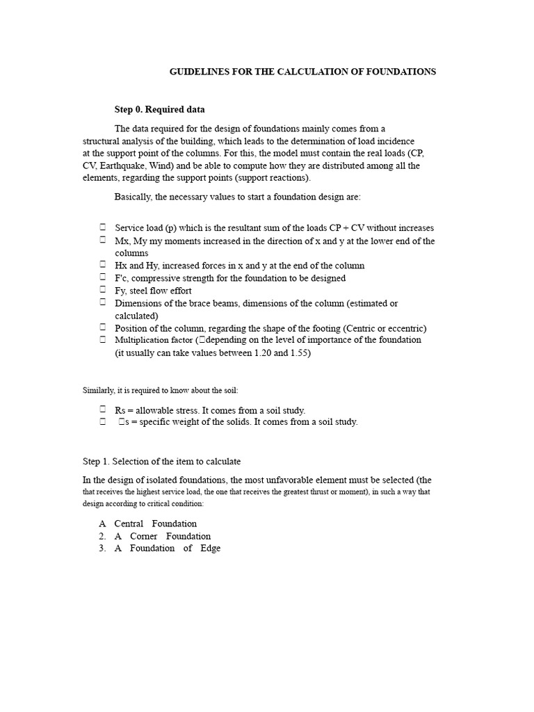 Foundation Design Calculation Guidelines | PDF | Bending | Mechanical ...