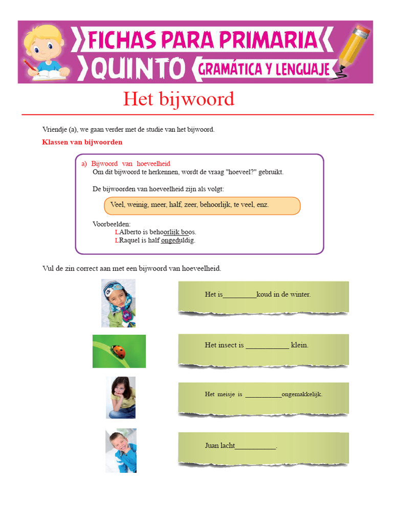 Bijwoord Van Hoeveelheid en Manier Voor Vijfde Klas Van Basisonderwijs ...