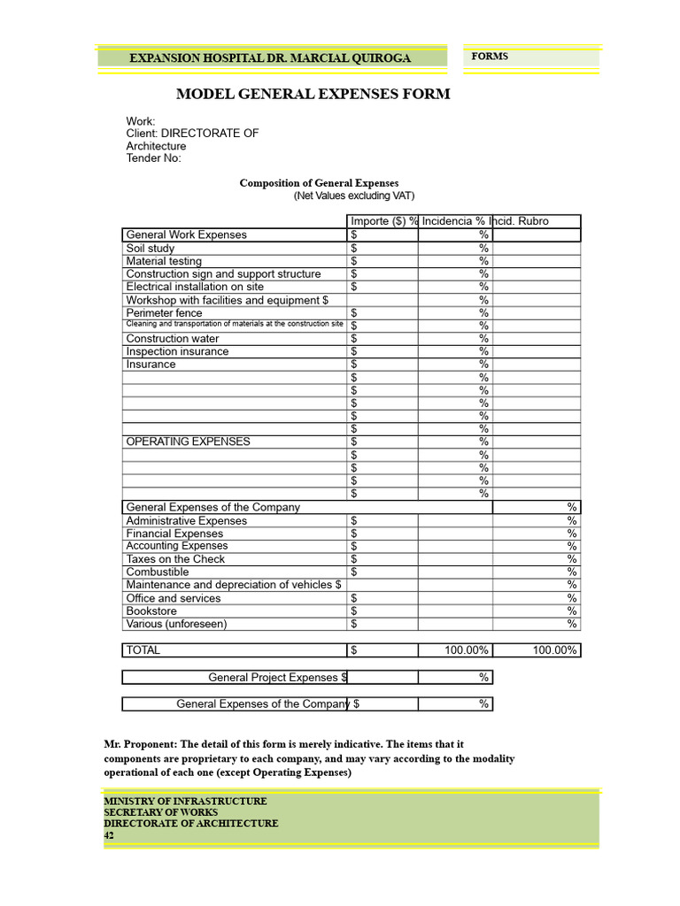 General Expenses Form for Hospital Project | PDF | Expense