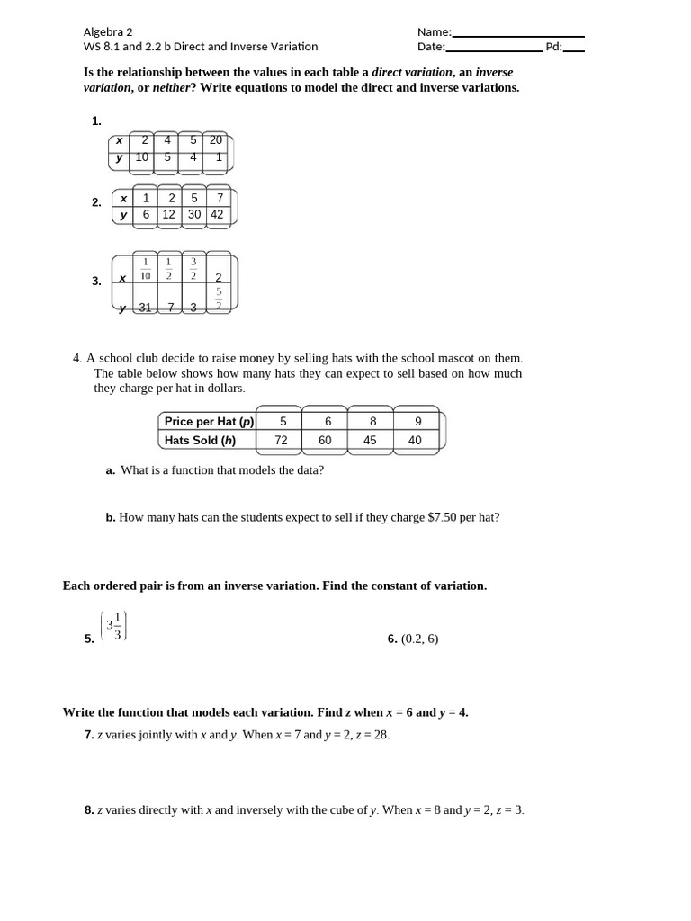 A2_WS_2.2_and_8.1_b | PDF | Gases | Chess Theory