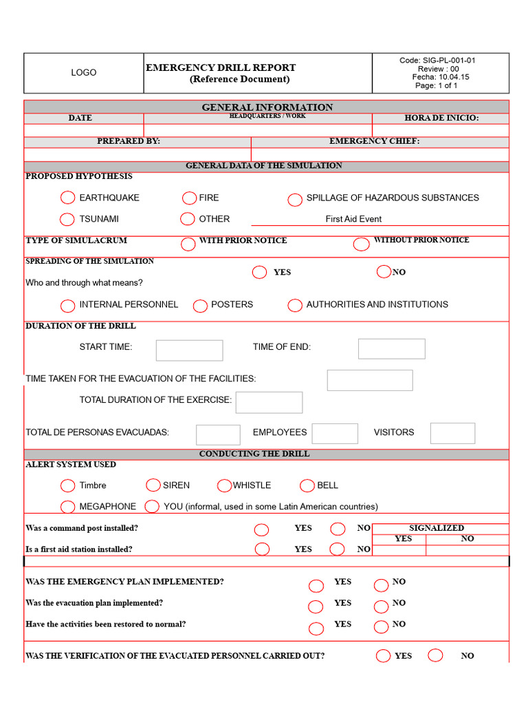 Emergency Drill Report Overview | PDF | Emergency Evacuation ...