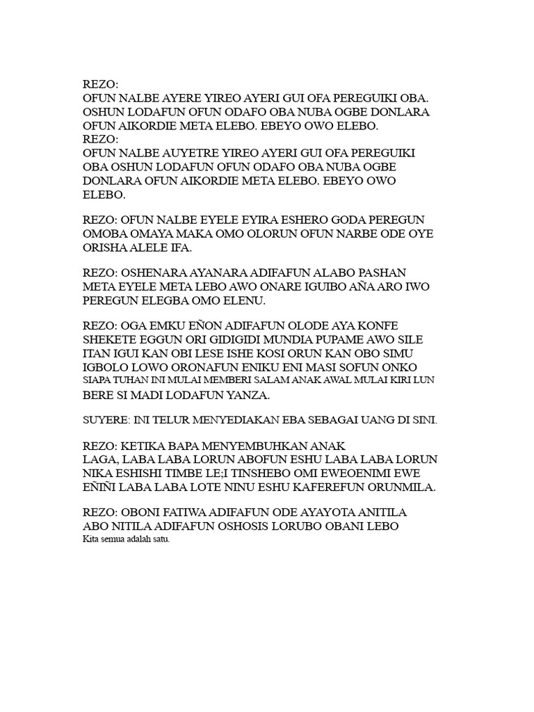 Rezos de Ofun Nalbe | PDF