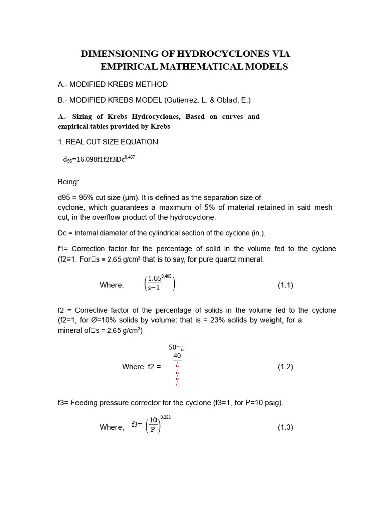 Hydrocyclone Sizing and Operation Guide | PDF | Pressure | Vortices