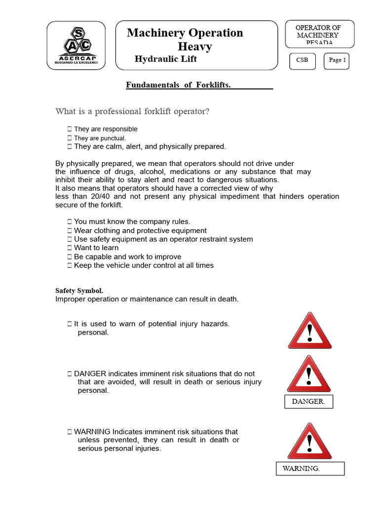 Forklift Operator Safety and Operation Guide | PDF | Forklift | Truck