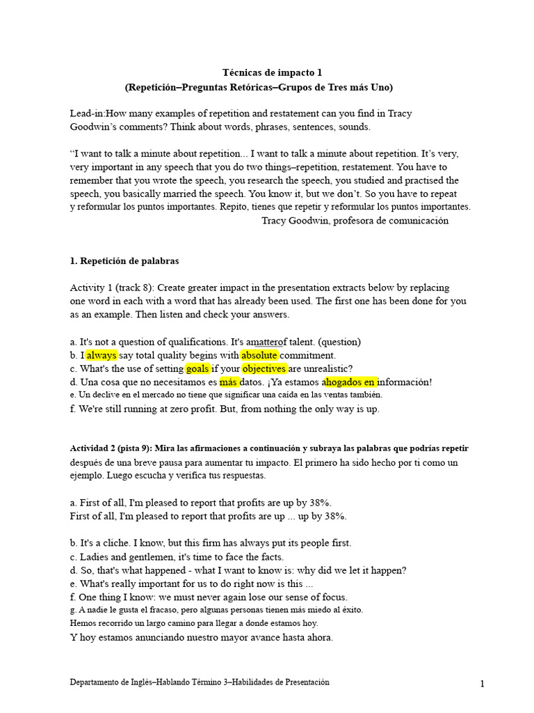 Técnicas de Repetición en Presentaciones | PDF