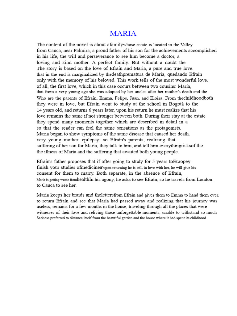 Summary of The Work Maria | PDF