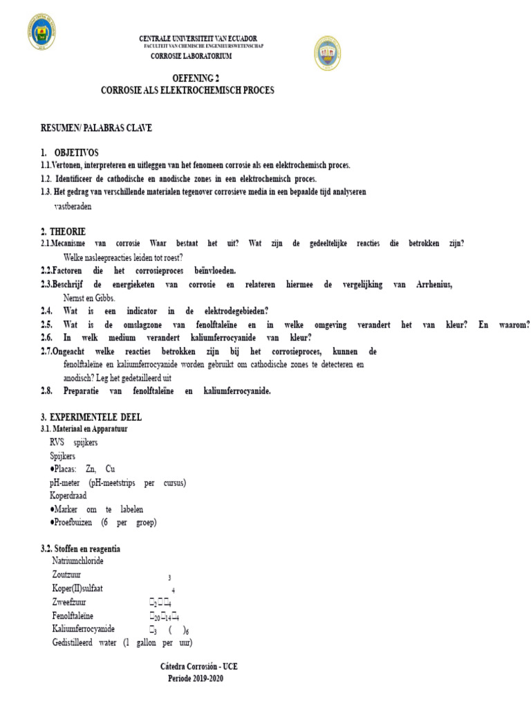 Oefening 2. Corrosie Berekeningen en Resultaten | PDF