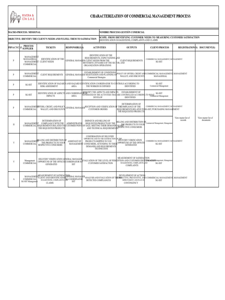 Characterization of Commercial Management Process | PDF | Customer ...