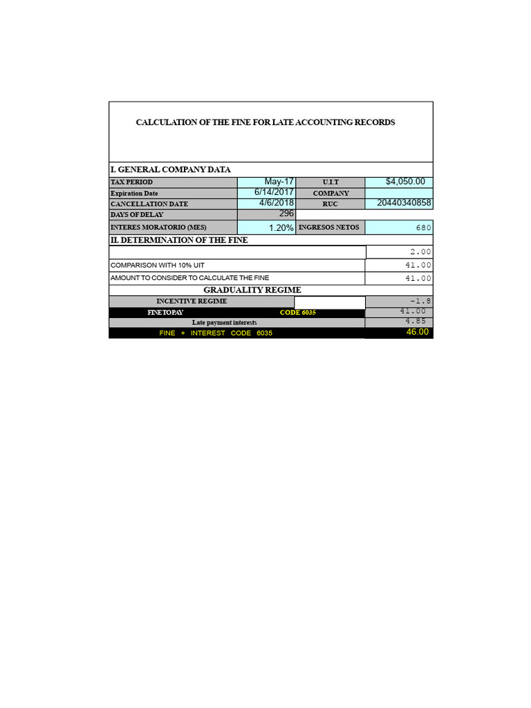 Late Accounting Records Fine Calculation | PDF | Taxes | Value Added Tax