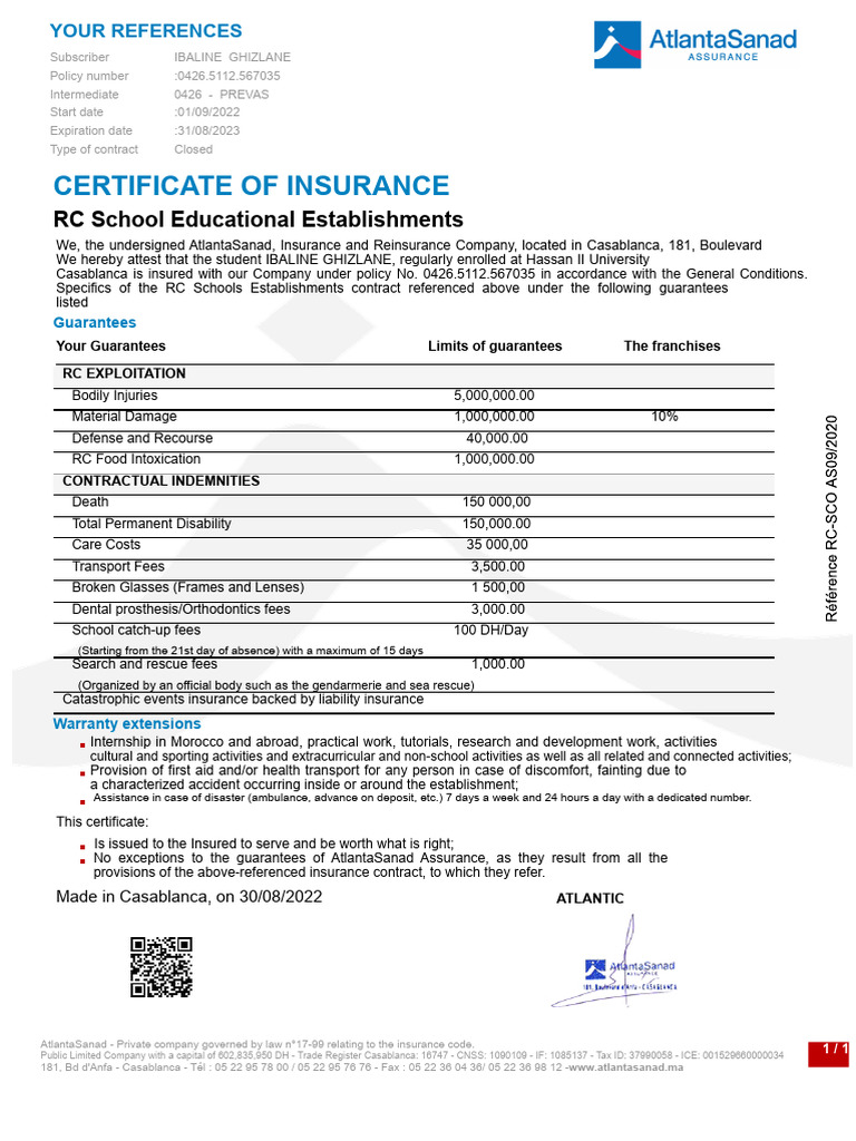 Insurance Certificate | PDF | Insurance | Reinsurance
