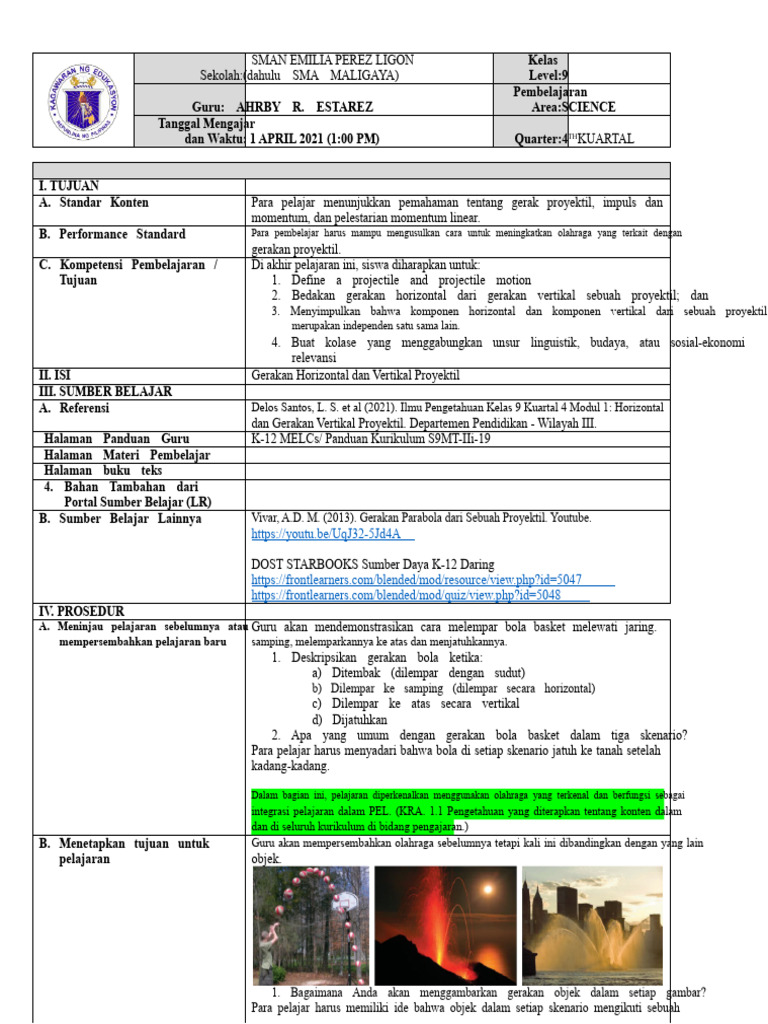 Gerakan Proyektil dalam Ilmu Pengetahuan | PDF
