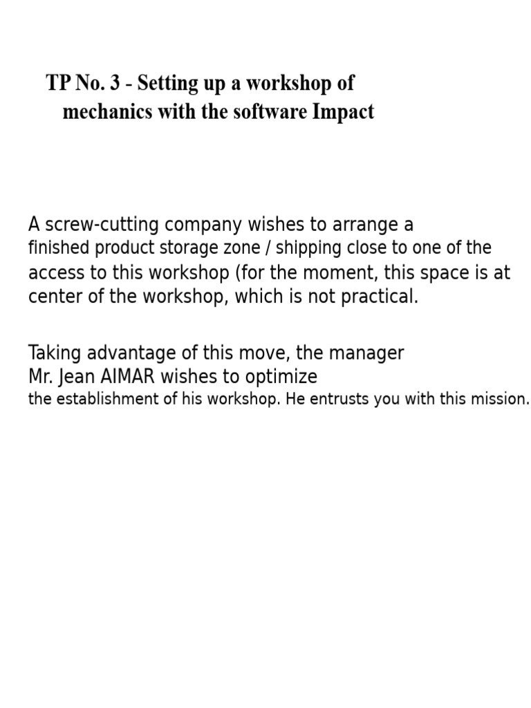 TP - Setting Up A Mechanical Workshop | PDF | Computer Engineering ...