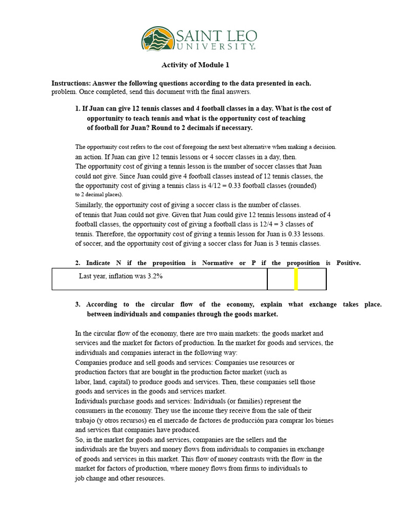 ECO 201 Module 1 Activity | PDF | Microeconomics | Macroeconomics