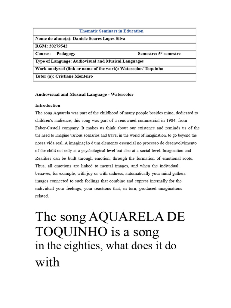 Thematic Seminars in Education - Template Suggestion | PDF ...